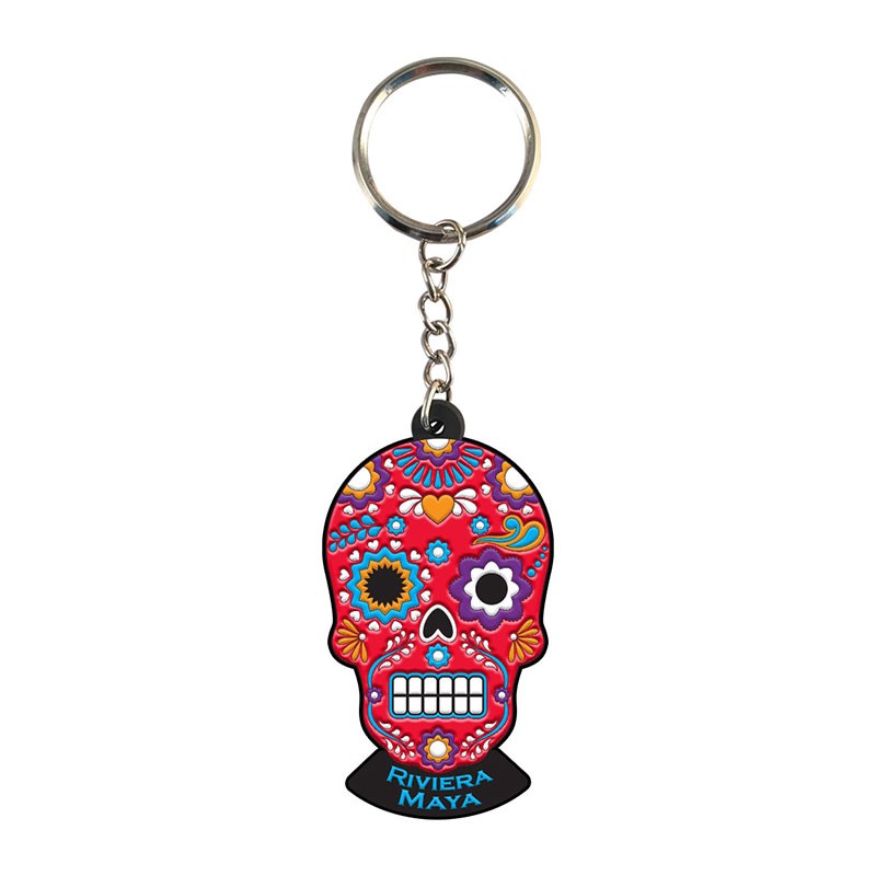 Llavero pvc calavera, , souvenir de Mexico. Recuerdo de la Riviera Maya.